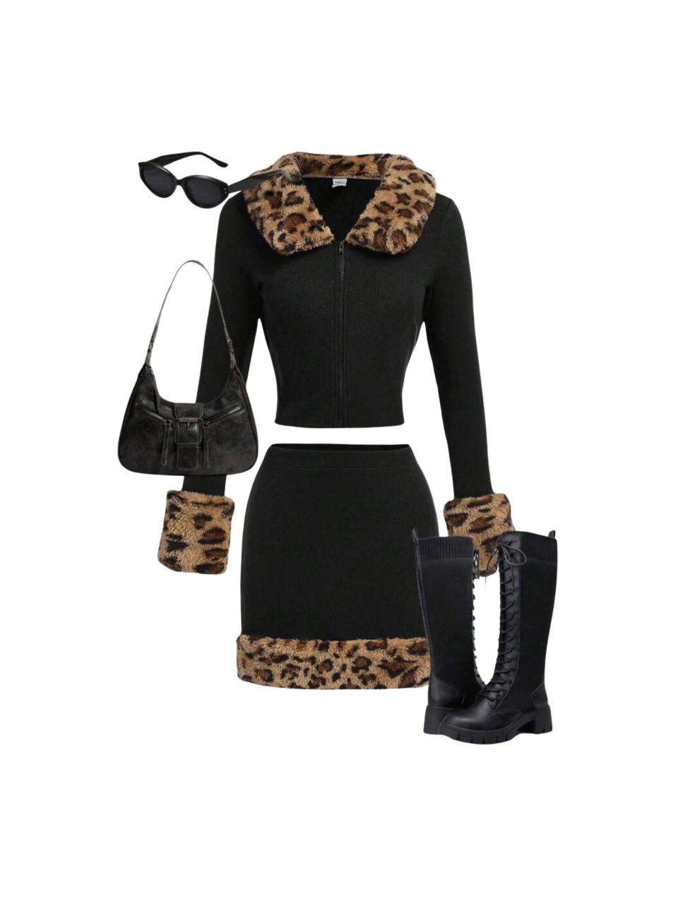 Leopard Print Lightweight Jacket And Mini Skirt Outfit Set – BlushBlooom